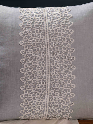 French Lace Cushion Cover 100% Linen - Blue